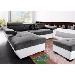 COTTA Ecksofa &raquo;Speedway L-Form&laquo; mit Kopfteilverstellung, wahlweise mit Bettfunktion & Bettkasten Edles Flachgewebe ( 100% Polyester ) / Feine Struktur