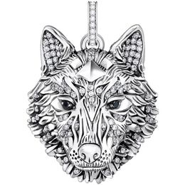 Thomas Sabo Damen Thomas Sabo Kettenanh&auml;nger &raquo;Wolfs-Gesicht-Optik&laquo; mit Zirkonia (synth.) silber