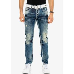 Cipo & Baxx Cipo & Baxx Herren Straight-Jeans mit Destroyed Effekt und vielen Details blau 29, L&auml;nge 30