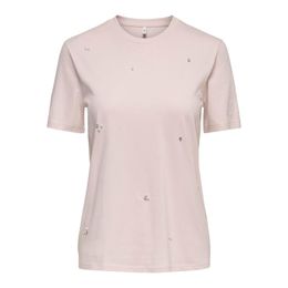 Only Damen Only Kurzarmshirt &raquo;ONLPARKER S/S O-NECK BLING TOP BOX JRS&laquo; Materialmix, regular fit, Rundhals, mit Strass-Stein Detail M