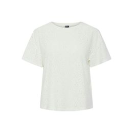 Pieces Damen Pieces Kurzarmshirt &raquo;PCABBY SS BROD ANG TEE NOOS BC&laquo; aus Lochspitze wei&szlig; XS (34)