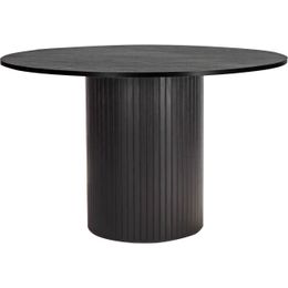 M&ouml;bilia Esstisch M&Ouml;BILIA, schwarz, schwarz, schwarz, B:120cm H:75cm T:120cm, Melaminplatte in Schwarz, Tische, Esstisch, Sockel mit Lamellendesign