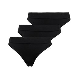 Only Damen Only T-String &raquo;ONLVICKY RIB S-LESS THONG 3-PK NOOS&laquo; Packung, 3 Stk. schwarz M, 3 Stk.