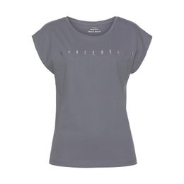 Venice Beach Damen Kurzarmshirt mit Logoprint vorne, T-Shirt aus Baumwolle, sportlich-casual, Basic grau 32/34