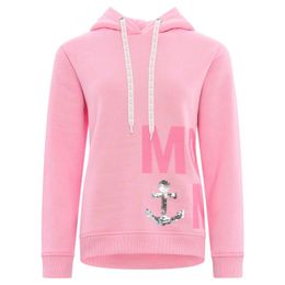 Zwillingsherz Damen Hoodie &raquo;"Moin"&laquo;, mit Paillettenanker und gesticktem Schriftzug rosa L/XL (L/XL)