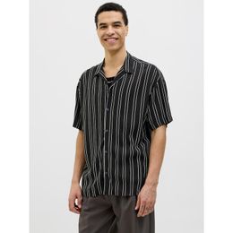 Jack & Jones Jack & Jones Herren Kurzarmhemd &raquo;JJEJEFF STRIPE RESORT SHIRT SS SN&laquo; mit Streifen Muster schwarz M, N-Gr