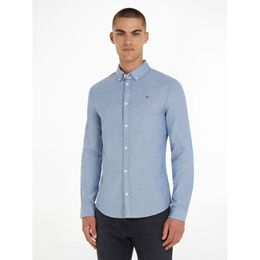Tommy Jeans Herren Langarmhemd &raquo;TJM Slim Stretch Oxford Shirt&laquo; mit Flaglabel auf der Brust blau 3XL, N-Gr