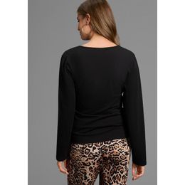 Neun Monate Damen Umstandsshirt &raquo;Stillshirt mit praktischem Ausschnitt&laquo; Umstands-Shirt f&uuml;r Schwangerschaft und Stillzeit schwarz 44/46