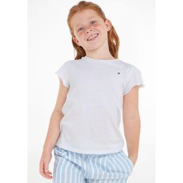 Tommy Hilfiger M&auml;dchen T-Shirt &raquo;ESSENTIAL RUFFLE SLEEVE TOP S/S&laquo; mit Bogenkante, Logostickerei wei&szlig; 4 (104)