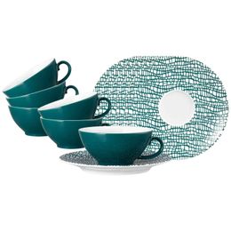 Tasse Seltmann Weiden "Teetassen mit Untertassen Life Fashion 140 ml 6er Set", bunt (trendy petrol), 12 tlg., Porzellan, Trinkgef&auml;&szlig;e, Tasse