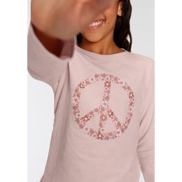 Kidsworld M&auml;dchen Kidsworld Langarmshirt &raquo;Peace&laquo; Langarm, Basic-Passform, mit Statements/Spr&uuml;chen rosa 152/158