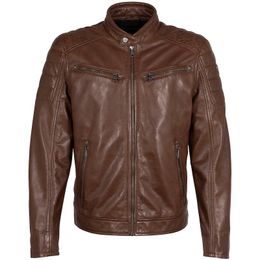 Mauritius Herren Lederjacke &raquo;GBDerry LAORV&laquo; mit Stehkragen, Rei&szlig;verschluss, Schulterpasse braun 3XL Trachtenmode
