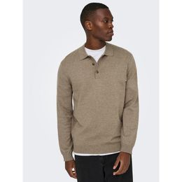 Only & Sons Only & Sons Herren ONLY & SONS Polokragenpullover &raquo;ONSLOUI REG 12 LS MEL POLO KNIT&laquo; beige M