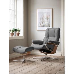 Relaxsessel stressless "Mayfair", grau (dunkelgrau dinamica), B:92cm H:103cm T:79cm, Microfaser DINAMICA (88% Polyester, 12% Polyurethan), Sessel, Relaxsessel, mit Hocker, mit Cross Base, Gr&ouml;&szlig;e S, M & L, Holzakzent Eiche