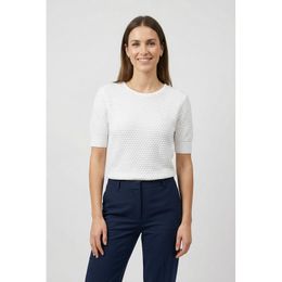 Freequent Damen Freequent Kurzarmpullover &raquo;FQDODO-PU-DOTTIE-SS&laquo; mit sch&ouml;ner Struktur wei&szlig; S