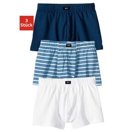 H.I.S. H.I.S Kinder Boxer &raquo;Boxershorts f&uuml;r Jungen&laquo; Packung, 3er Pack, 3 Stk. unifarben und gestreift, mit abgesteppter Kante am Beinabschluss blau 104, 3 Stk