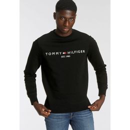 Tommy Hilfiger Herren Sweatshirt &raquo;TOMMY LOGO&laquo;, unifarben, casual, regular fit, Baumwollmix, Rundhals schwarz XXL (56)