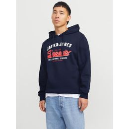 Jack & Jones Jack & Jones Herren Kapuzensweatshirt &raquo;JJELOGO SWEAT HOOD 2 COL 24/25 NOOS&laquo;, mit Logo Print blau L
