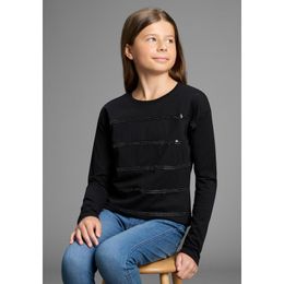 Bruno Banani M&auml;dchen Langarmshirt &raquo;Shirt mit Paillettendetails f&uuml;r M&auml;dchen&laquo; F&uuml;r TEENS, Langarmshirt mit Pailletten schwarz 152/158