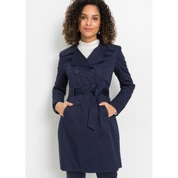 bonprix Damen bonprix Trenchcoat mit abnehmbarem Bindeg&uuml;rtel, 2-Reiher 38