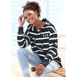 ELBSAND Damen Kapuzensweatshirt, mit Logoprint blau M (38)