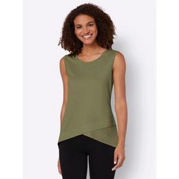 Shirttop Casual Looks, Damen, Gr. 48, gr&uuml;n (khaki), 50% Baumwolle, 50% Modal, unifarben, Rundhals, Tops Shirttop