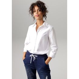 Aniston Casual Damen Aniston CASUAL Longbluse mit kurzen Seitenschlitzen wei&szlig; 40