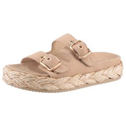Tamaris Damen Pantolette , Plateaus, Sommerschuh, Strandschuh mit vorgeformtem Fu&szlig;bett beige 37