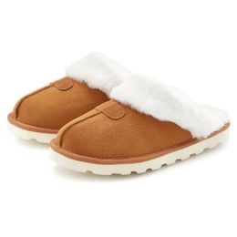 Vivance Dreams Damen Pantolette &raquo;Pl&uuml;sch Hausschuh, Pantoffeln, Clogs, Schlappen, Hausschuh,&laquo; mit Warmfutter VEGAN braun 41