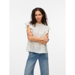 V&eacute;ro Moda Vero Moda Damen Blusenshirt &raquo;VMTRINE SL LACE TOP WVN NOOS&laquo; Baumwolle wei&szlig; S