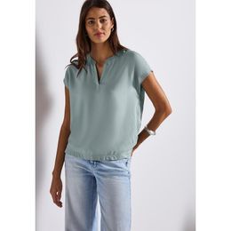 Street One Damen Street One Kurzarmbluse Split Neck blau 34