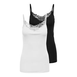 Only Damen Only Longtop &raquo;ONLLULU LACE SINGLET 2PACK CS JRS&laquo; Packung, 2 Stk. schwarz M