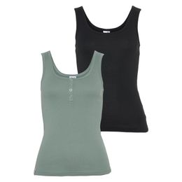 Kangaroos Damen Kangaroos Tanktop Packung, 2er-Pack, 2 Stk. einmal mit und einmal ohne Knopfleiste gr&uuml;n 52/54