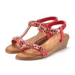 Vivance Damen Sandalette &raquo;Sommerschuh,&laquo; mit elastischen Riemchen rot 38