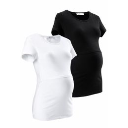 Neun Monate Damen Umstandsshirt &raquo;, 2er Pack T-Shirts f&uuml;r Schwangerschaft und Stillzeit&laquo; Packung, 2, 2 Stk. kurz&auml;rmelig, figurbetonte Passform, 