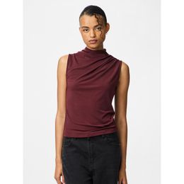 Pieces Damen Pieces Stehkragenshirt &raquo;PCMADISON SL DRAPED TOP NOOS BC&laquo; Materialmix, slim fit lila L