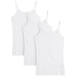 bonprix Damen bonprix Shirttop Packung, 3 taillierte Passform, ohne &Auml;rmel, aus leichtem Baumwollmaterial 44/46 (L)