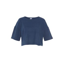 Lascana Damen Lascana 3/4-Arm-Shirt Lounge-/Strickshirt aus weichem Strick, Loungewear blau 36/38