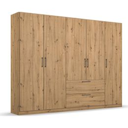 Dreht&uuml;renschrank OTTO HOME "Kleiderschrank Schrank Garderobe W&auml;scheschrank CHALLENGER", braun (eiche artisan), B:226cm H:210cm T:54cm, Holzwerkstoff, Schr&auml;nke, Dreht&uuml;renschrank, Metallgriffe in Graumetallic und ger&auml;umige Schubladen MADE IN GERMANY