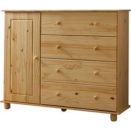 M&ouml;bilia Schubkastenkommode M&Ouml;BILIA "Chur", beige (natur), B:121cm H:102cm T:43cm, Massivholz, Sideboards, Kombikommode