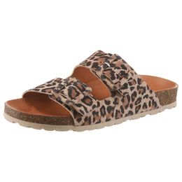 VERBENAS Damen VERBENAS Pantolette &raquo;Randell Leopardo&laquo; , Sommerschuh, Schlappen, Hausschuh mit Softfu&szlig;bett braun 42