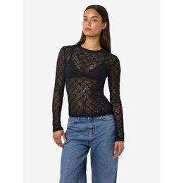 Noisy may Damen Noisy may Spitzenshirt &raquo;NMJUDITH L/S LACE TOP NOOS&laquo; Kunstfaser, regular fit schwarz L