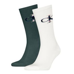 Calvin Klein Jeans Herren Tennissocken &raquo;CKJ MEN SOCK MONOGRAM&laquo; 2 Paar, 2 Paar tlg. mit verst&auml;rkter Ferse, komfortable Frotteesohle wei&szlig; 39-42
