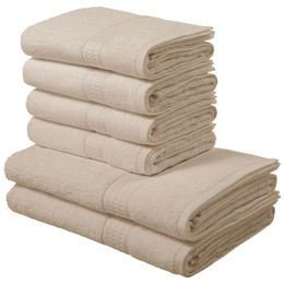 Handtuch Set OTTO HOME "Juna, als Set und Serie, 2 Duscht&uuml;cher (70x140) 4 Handt&uuml;cher (50x100)", beige (creme), 6, Walkfrottee, Walkfrottee, Obermaterial: 100% Baumwolle, Handtuch-Sets, 100% Baumwolle, Handtuch-Set mit Bord&uuml;re, Uni-Farben, weich