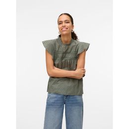 V&eacute;ro Moda Vero Moda Damen Blusenshirt &raquo;VMTRINE SL LACE TOP WVN NOOS&laquo; Baumwolle gr&uuml;n S