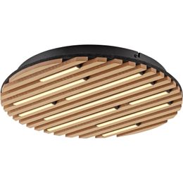 OTTO HOME Deckenleuchte "Ullii Akustikpaneele", braun (holz, natur), 1, &Oslash; 40cm H: 5,7cm, 4 Stk., Leuchten, schwarze LED Diffuser, Holz, Akustik, Paneele, 3000K - &Oslash; 40 cm, Deckenleuchte