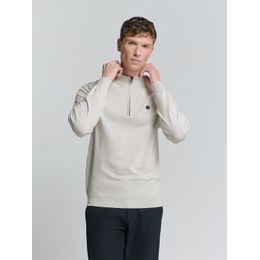 Rundhalspullover NO EXCESS "NO EXCESS Sweatshirt mit halbem Rei&szlig;verschluss", Herren, Gr. XL, grau (stone), 71% Viskose (LENZING&trade; ECOVERO&trade;), 29% Nylon, Pullover Rundhalspullover