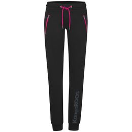 Kangaroos Damen Kangaroos Sweathose mit kontrastfarbenen Details, Loungewear schwarz 32/34, N-Gr