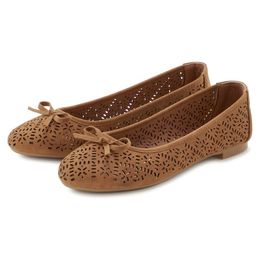 Lascana Damen Lascana Ballerina Freizeitschuh, Slipper, Halbschuh mit kleinen Cut-Outs VEGAN braun 40