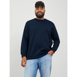 Jack & Jones PlusSize Jack & Jones Plussize Herren Jack & Jones PlusSize Sweatshirt &raquo;JJEBRADLEY SWEAT CREW NOOS PLS&laquo;, mit Rippb&uuml;ndchen blau 4XL